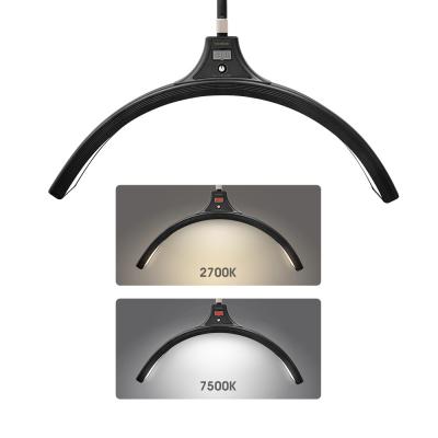 China Bi Color 3200K 6500K LED Half Moon Light 60W Nail Studio Lighting with Cellphone Clip for Salon Beauty for sale