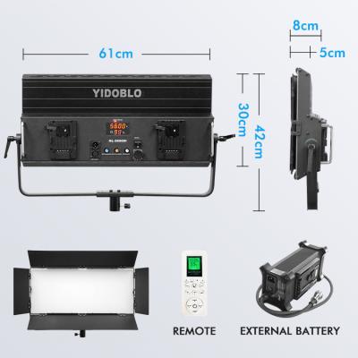 China Yidoblo GL-3000bi 300W LED Studio Light 3200K-5600K Bi-Color Video Panel for Film TV for sale
