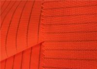 China Fluorescent Conductive Fabric Stripe Anti Static Knitted 99% Polyester 1% AS for sale