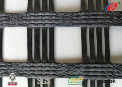 China Polyester Geogrid Reinforcing Fabric 30-200 kN/m Tensile Strength for Retaining Walls and Road Construction for sale