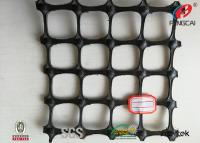 China Polyester Geogrid Mesh Soil Reinforcement Fabric 50M Length 1-6M Width 25-300kN/m Strength for sale