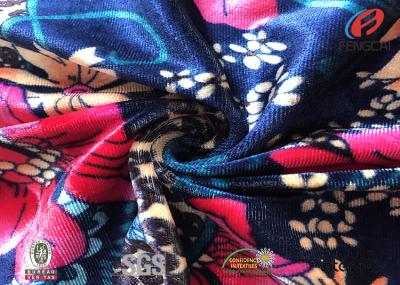 China Flower Printed Elastic Spandex Velvet Fabric 245GSM 1.52M Width Korea Velvet for Garment for sale