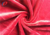 China Red Spandex Velvet Fabric For Blanket , Elastic 4 Way Stretch Polyester Fabric for sale