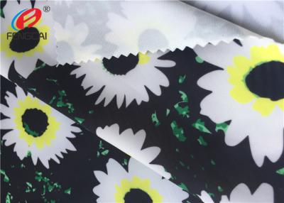 China Flower Printed Stretch Polyester Spandex Fabric For Derss , 50D + 40D Yarn Count for sale