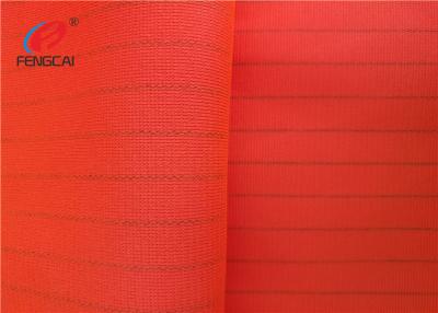 China Stripe Fluorescent Orange Fabric , Safety Vest Fabric Adjustable Width for sale