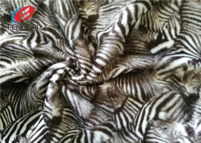 China Short Hair Printed Zebra Stripe Polyester Velvet Fabric 60 inch 300gsm Minky Plush Toy Fabric for sale