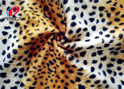 China Leopard Printed 144F 100% Polyester Velvet Fabric Velboa 240 GSM Custom Width 58-60 Inch for sale