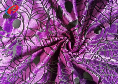 China Pumpkin Printed Burnout Velvet Polyester Spandex Fabric 155cm Width 180-250 GSM for Christmas Dress for sale