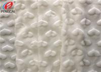 China Heart Design Super Soft Polyester Minky Fabric For Baby Blanket In White for sale