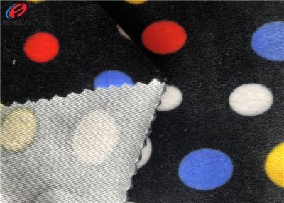 China Dot Printed Polyester Spandex Velvet Fabric , 4 Way Stretch Velboa Plush Fabric for sale