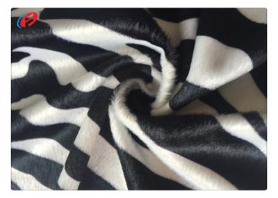 China Short Plush Velboa Polyester Velvet Fabric Printed Zebra Stripe Pattern for sale