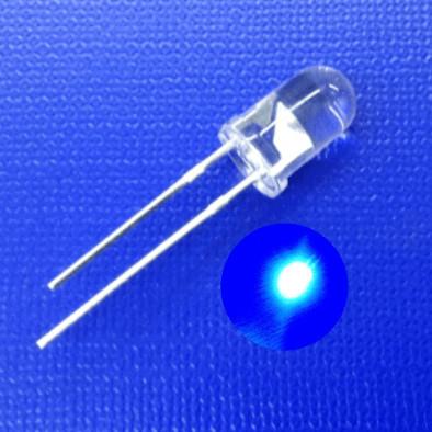 China 5mm LED Diode 460nm Blue Color 10000mcd 3V Transparent Round Lens With Flange for sale