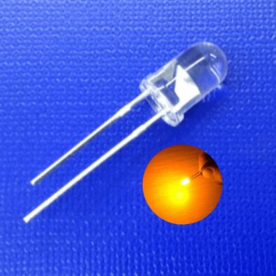 China 5mm LED Light Emitting Diode 600nm Orange Color 10000mcd Clear Lens Round Shape With Flange for sale