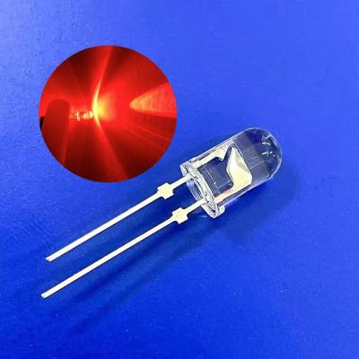 China Traffic Warning Light LED Diode 5mm Round Head 620nm 12000mcd Short Pins With Stopper for sale