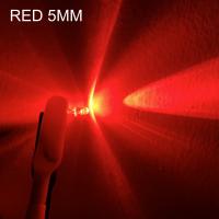 China Traffic Warning Light LED Diode 5mm Round Head 620nm 12000mcd Short Pins With Stopper for sale