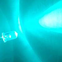 China 5mm 45deg 500nm Bluish Green Color 15000mcd Stopper Pins Clear Round Head F5 Diode for sale