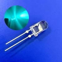 China 5mm 45deg 500nm Bluish Green Color 15000mcd Stopper Pins Clear Round Head F5 Diode for sale