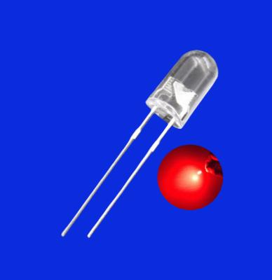 China 0.5W 5mm LED Light Emitting Diode 620-630nm Red Color 30000mcd Clear Lens For Indicator Lighting for sale