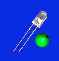 China 0.5W 5mm LED Light Emitting Diode 520-530nm Green Color 40000mcd Clear Lens For Indicator Lighting for sale