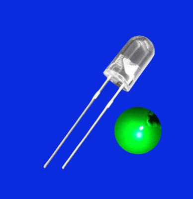China 0.5W 5mm LED Light Emitting Diode 520-530nm Green Color 40000mcd Clear Lens For Indicator Lighting for sale