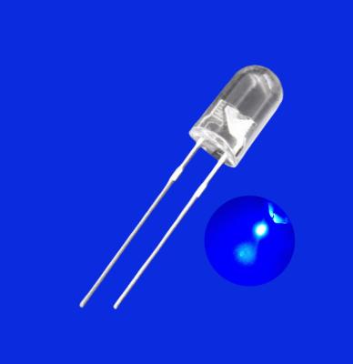 China 0.5W 5mm LED Light Emitting Diode 520-530nm Blue Color 25000mcd Clear Lens For Indicator Lighting for sale