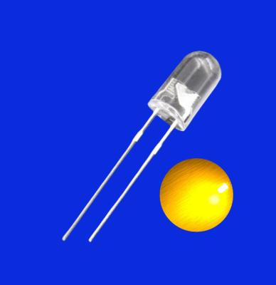 China 0.5W 5mm LED Light Emitting Diode 585-595nm Yellow Color 30000mcd Clear Lens For Indicator Lighting for sale