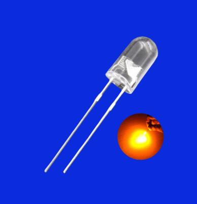 China 0.5W 5mm LED Light Emitting Diode 600-610nm Orange Color 20000-30000mcd Clear Lens For Indicator Lighting for sale