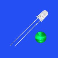 China 5mm 1.5Hz 1/6 Duty Cycle Green Color 520nm 5000-7000mcd Round Head With Flange Long Pins Blinking LED for sale