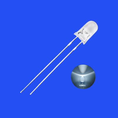 China 5mm 1.5Hz 1/6 Duty Cycle White Color 8000-12000K 2000-4000mcd Round Head With Flange Long Pins Flashing LED for sale
