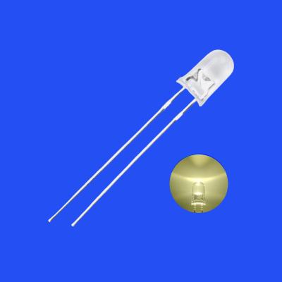 China 5mm 1.5Hz 1/6 Duty Cycle Warm White Color 2700-3500K 1500-2500mcd Round Head With Flange Long Pins Flashing LED for sale