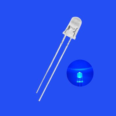China 5mm 1.5Hz 12V 1/6 Duty Cycle Blue Color 460-470nm 500-1000mcd Round Head Resistor Integrated Flashing LED for sale