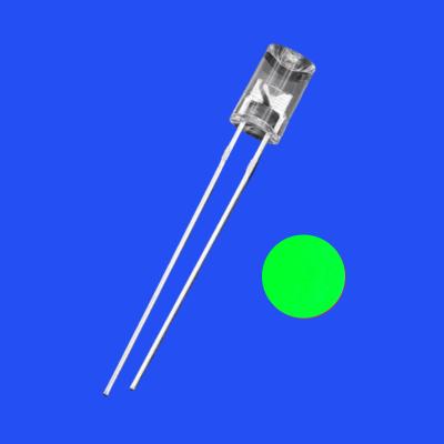 China 5mm 1.5Hz 1/12 Duty Cycle Green Color 525nm 7000mcd 90deg Flangeless Concave Shape Flashing LED for sale