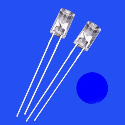 China 5mm 1.5Hz 1/12 Duty Cycle 12V Blue Color 465nm 500-1000mcd 90deg Resistor Integrated Flangeless Concave Flashing LED for sale