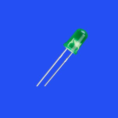 China 5mm 2.0Hz 1/8 Duty Cycle Tinted Diffused Green Color 520nm 2000mcd 60deg Round Head With Flange Flashing LED for sale