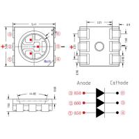 China 3 In 1 5050 SMD Phototherapy LED Deep Red 660nm & IR 850nm 120deg Flat Clear Lens for sale