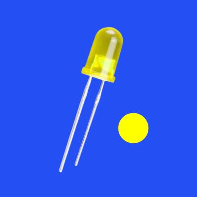China 5mm 2Hz 1/8 Duty Cycle 12V Tinted Foggy Yellow Color 590nm 70-150mcd 60deg Resistor Integrated Round Head LED Diode for sale