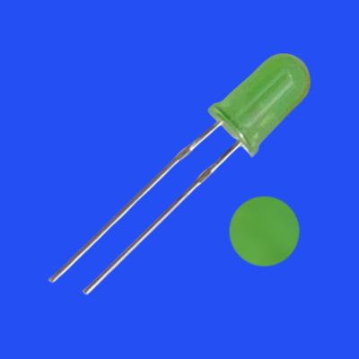 China 5mm 2Hz 1/8 Duty Cycle 12V Tinted Foggy Yellow Green Color 570nm 50mcd 60deg Resistor Integrated Flashing LED for sale