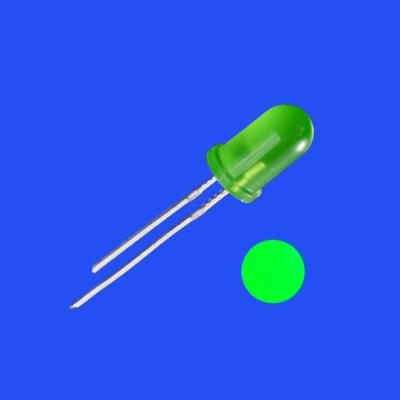 China 5mm 2Hz 1/8 Duty Cycle 12V Tinted Foggy Green Color 520nm 2000mcd 60deg Resistor Integrated Flashing LED for sale