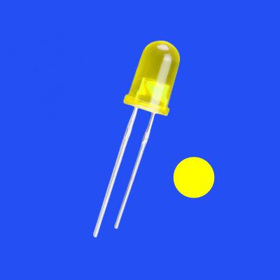 China 5mm 3Hz 1/6 Duty Cycle 12V Tinted Diffused Yellow Color 590nm 70-150mcd 60deg Resistor Integrated Round Head LED for sale