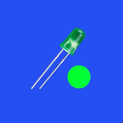 China 5mm 3Hz 1/6 Duty Cycle 12V Tinted Diffused Green Color 515-525nm 1000-2000mcd 60deg Resistor Integrated Round Head LED for sale
