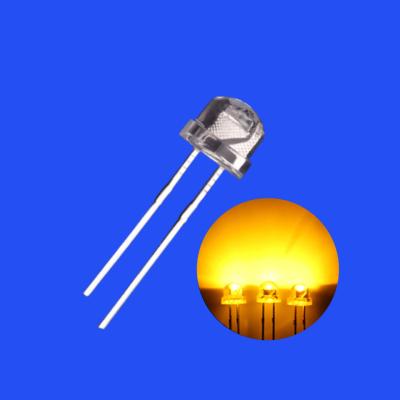 China 0.5W 5mm 585-595nm Yellow Color 4000-5000mcd Strawhat Shape Clear Lens 120deg Light Emitting Diode for sale
