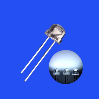 China 0.5W 5mm 7000-9000K White Color 12-13 LM Strawhat Shape Transparent Lens 120deg Light Diode for sale