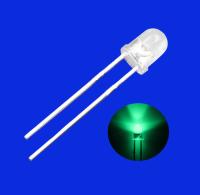 China 4mm LED Light Diode 520nm - 530nm Green Color 12000mcd - 15000mcd Clear Lens Round Head Short Pins For Indicator for sale