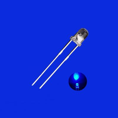 China 3mm LED 460nm - 470nm Blue Color 1000mcd - 1500mcd Clear Lens Round Head With Flange Light Diode for sale