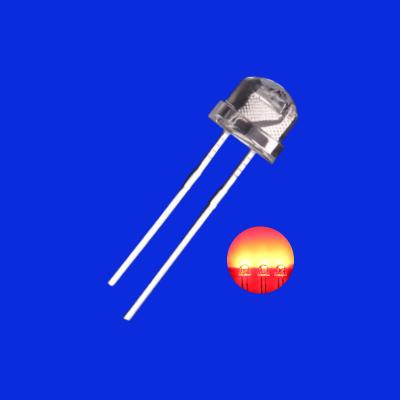 China 5mm 620nm - 630nm Red Color 600-1000mcd 120deg Strawhat Shape Transparent Lens Diode Light for sale