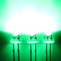 China 5mm 520nm - 530nm Green Color 4000mcd - 6000mcd 120deg Strawhat Shape Transparent Lens Diode Light for sale