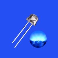 China 5mm 460 - 470nm Blue Color 500mcd - 800mcd 120deg Strawhat Shape Transparent Lens Diode Light for sale