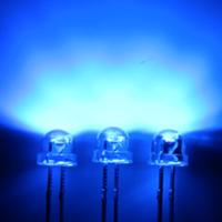 China 5mm 460 - 470nm Blue Color 500mcd - 800mcd 120deg Strawhat Shape Transparent Lens Diode Light for sale