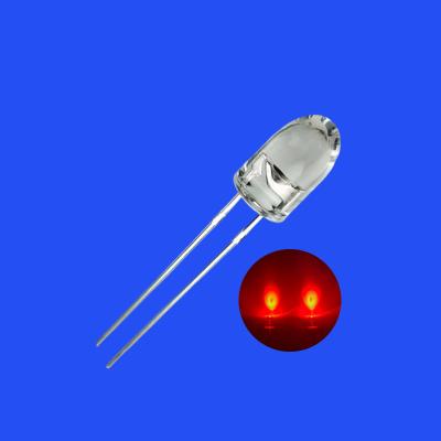 China 5mm 620nm - 630nm Red Color 25000mcd - 30000mcd 8deg Flangeless Bullet Head Water Clear Lens Diode Light for sale