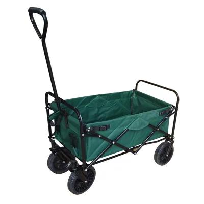 China 600D Oxford Cloth Steel Folding Wagon Cart 150kg Capacity Heavy Duty Garden Trolley for sale
